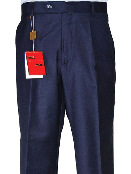 Mantoni Men's Navy Single-Pleat Wool Dress Pants